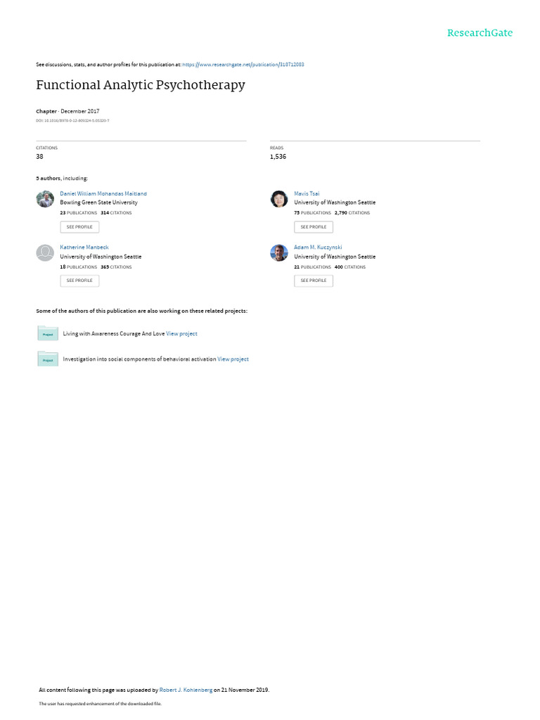 Functional Analytic Psychotherapy | PDF | Behaviorism | Psychotherapy
