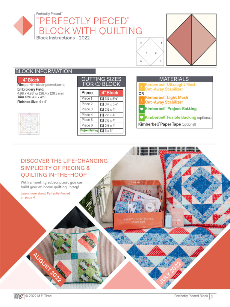 PP Perfectly Pieced Block Instructions | PDF | Seam (Sewing) | Quilting