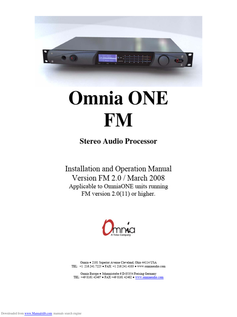 Omnia ONE FM Installation Manual | PDF | Information And Communications ...
