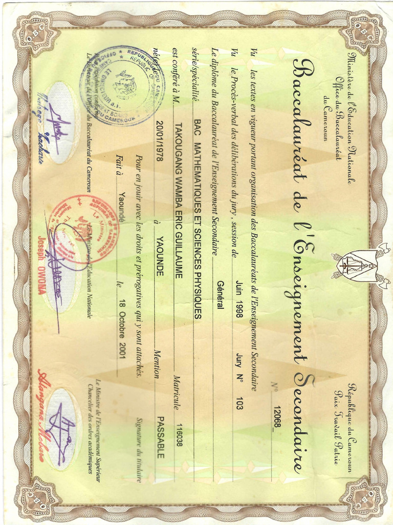 Diplome de Baccalaureat | PDF