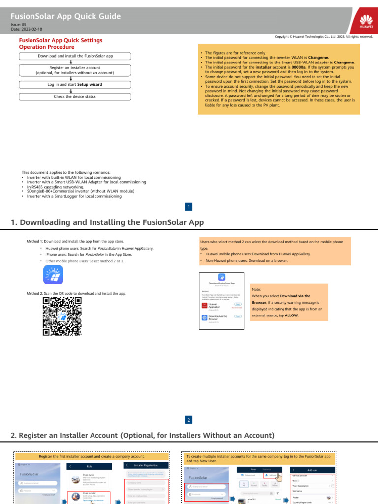 FusionSolar App Quick Guide | PDF