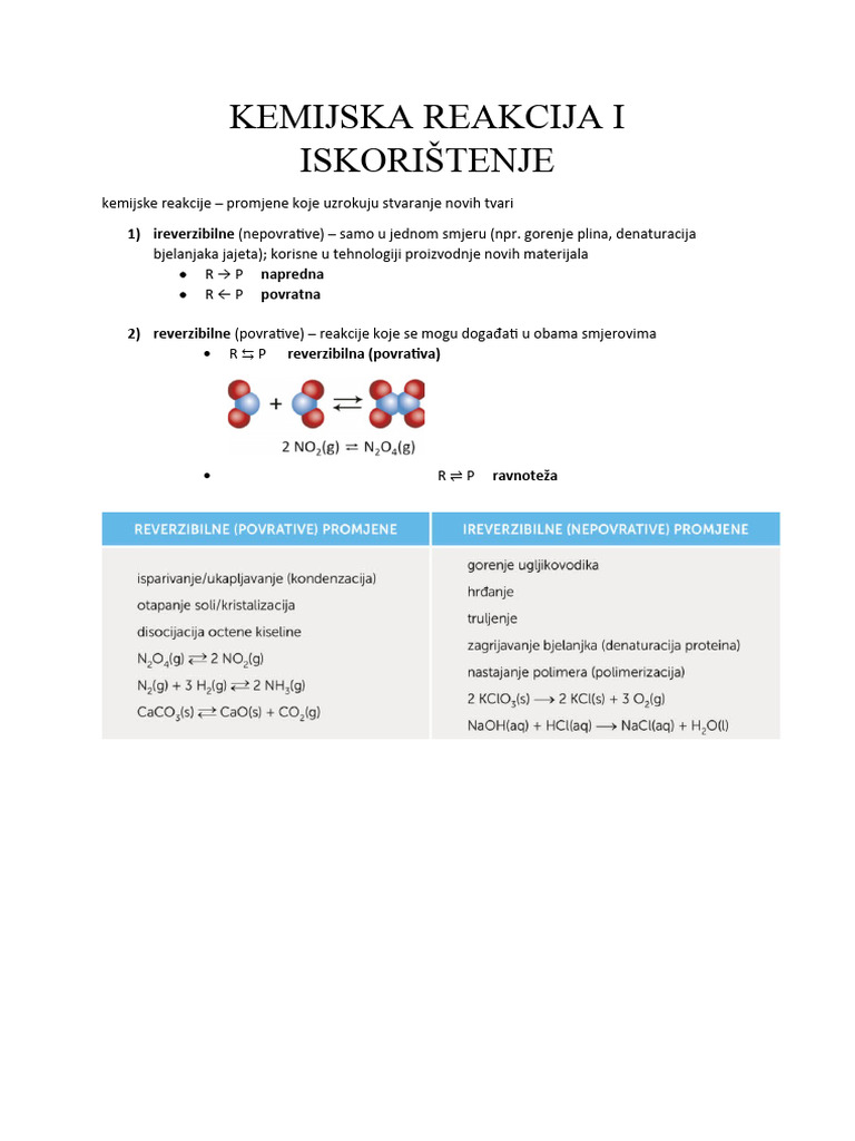 Kemijska Reakcija I Iskorištenje | PDF