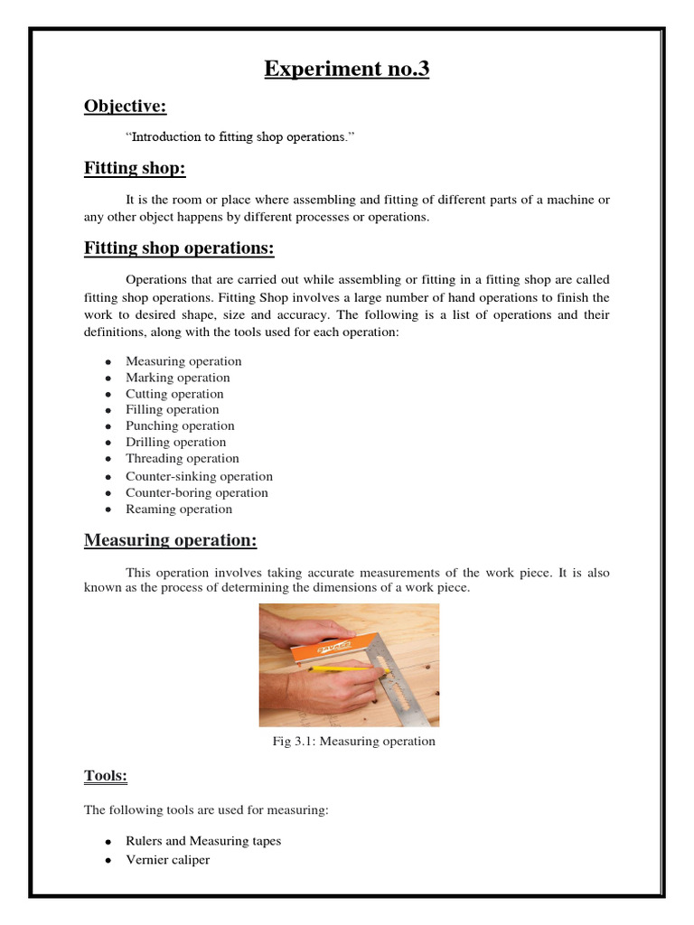 Fitting Shop Operations | PDF | Woodworking | Tools