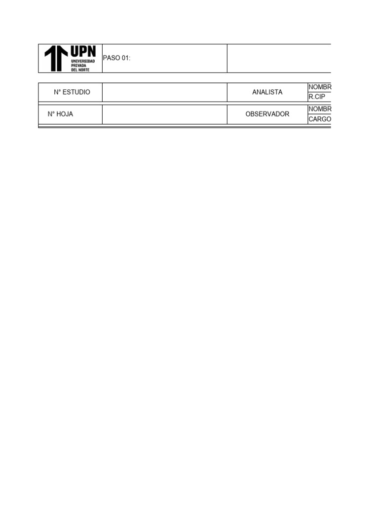 Plantilla Estudio De Tiempos Pdf