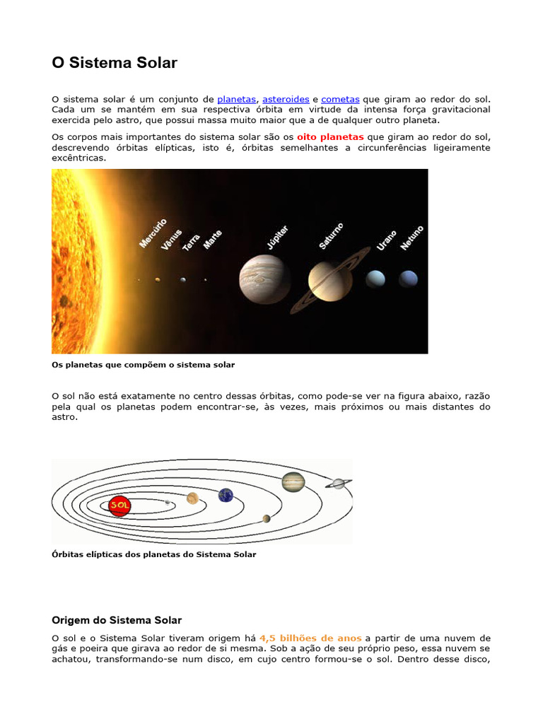 O Sistema Solar | PDF | Sistema Solar | Planetas
