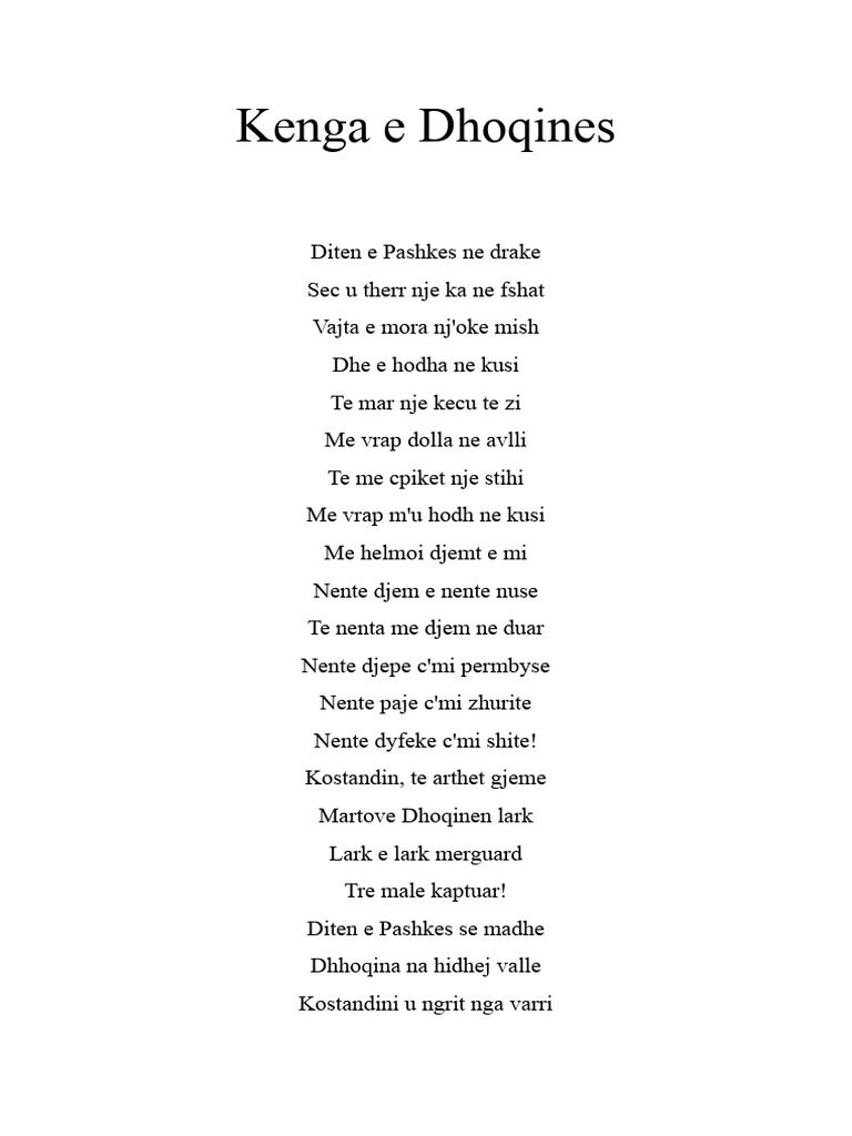 Kenga e Dhoqines | PDF