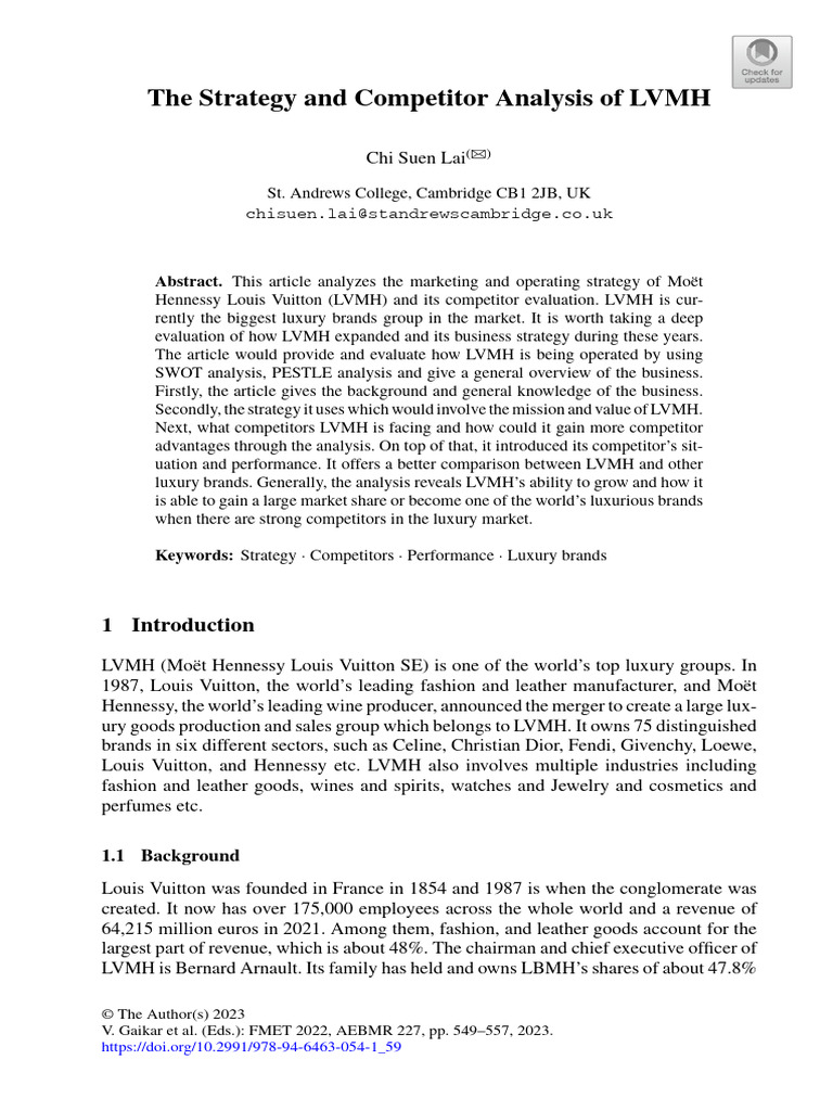 The Strategy and Competitor Analysis of LVMH | PDF | Finance & Money ...