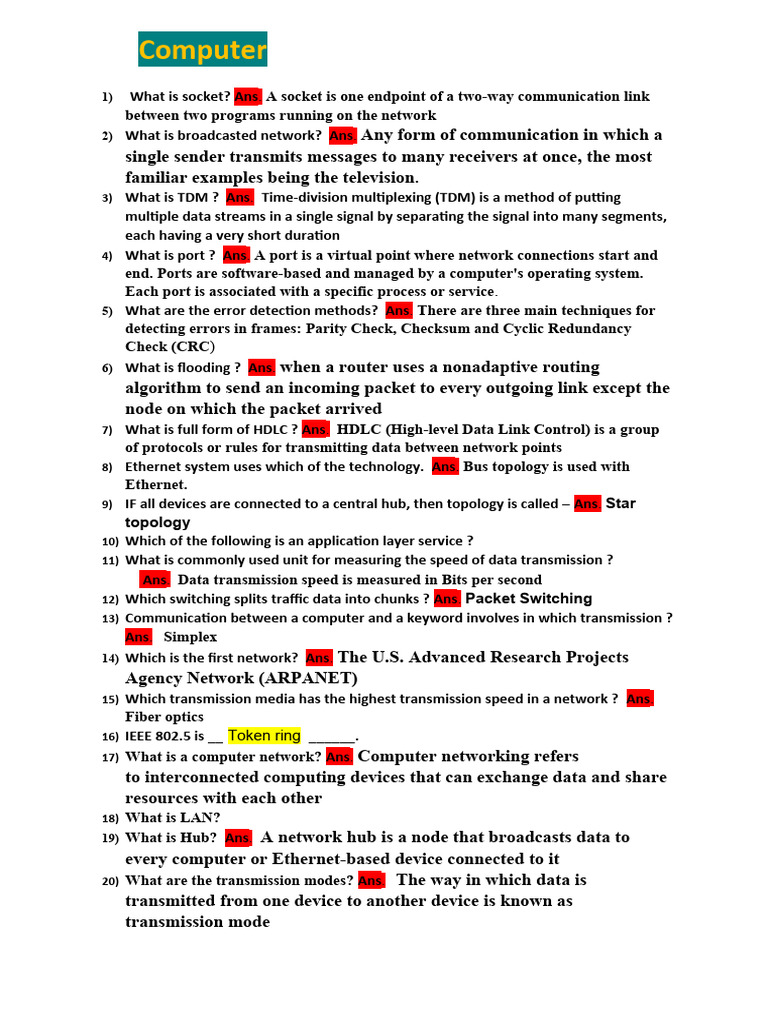 Computer Network Notes 4th Sem BCA | PDF | Computer Network | Osi Model