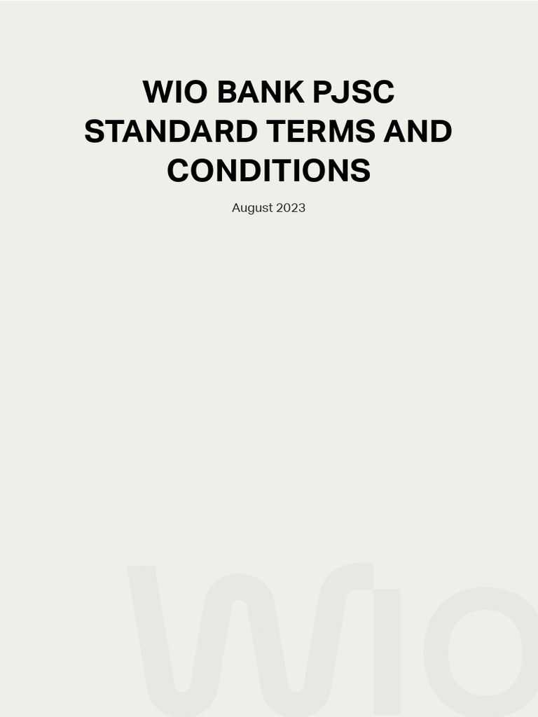 WIO Standard Terms en August 2023 | PDF | Overdraft | Cheque