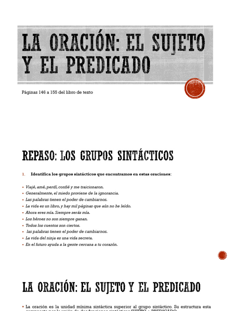 Análisis de Grupos Sintácticos y Sujeto en Oraciones | PDF