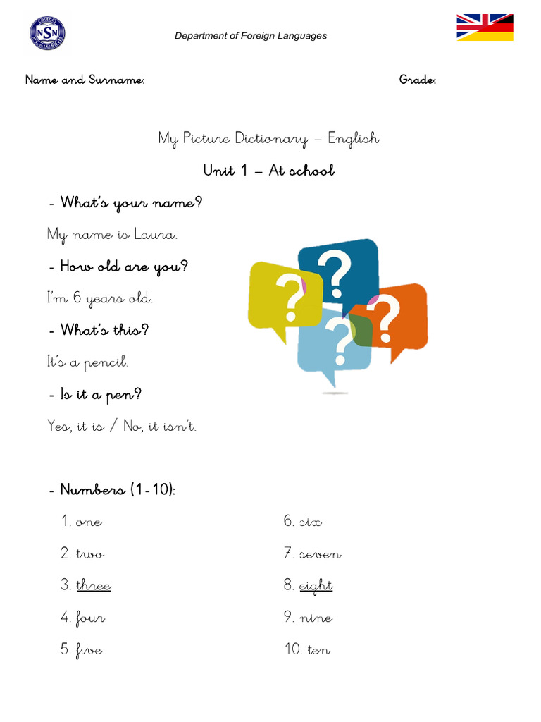 Unit 1 - at School | PDF | Language Arts & Discipline