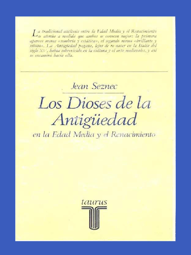 Seznec, Jean. - Los Dioses de La Antiguedad en La Edad Media y El ...
