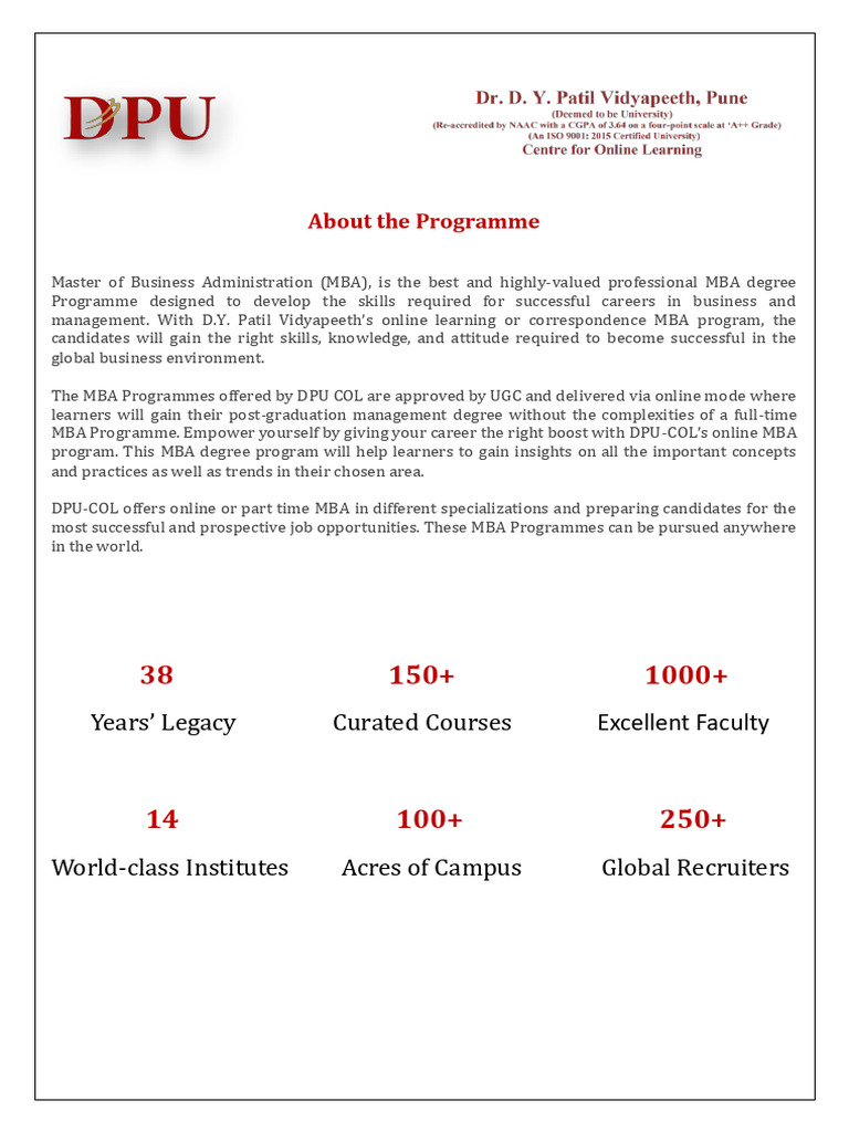 Online MBA Program at DPU-COL | PDF