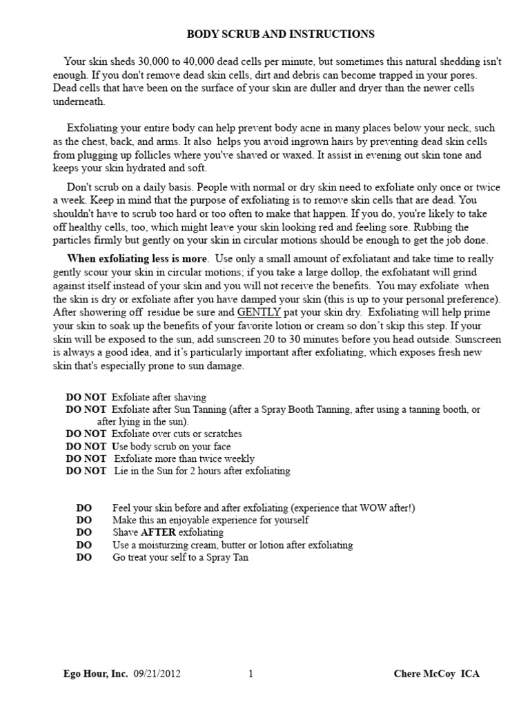 Body Scrub Class Booklet | PDF