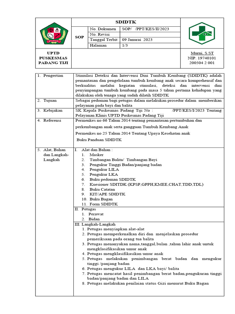 Sop Sdidtk 23 | PDF