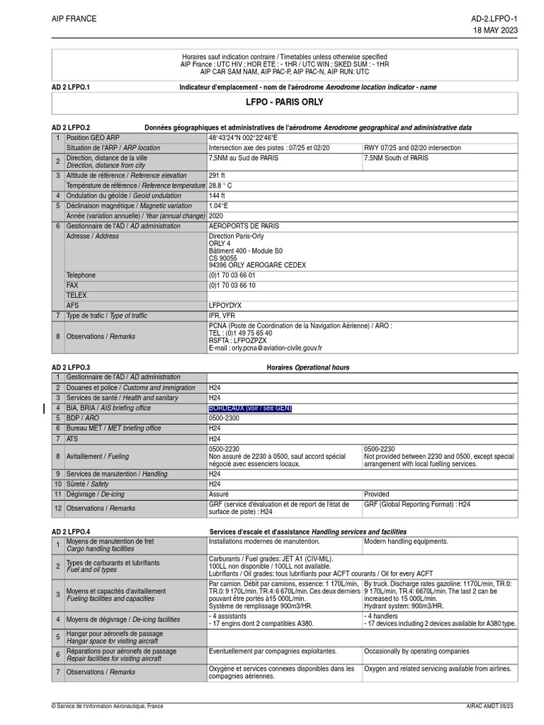 LFPO Paris (Orly) | PDF | Aérospatiale | Aviation