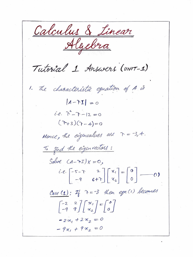 Tutorial 1 - Calculus & Linear Algebra | PDF