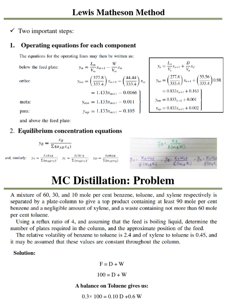 Multicomponent Distillation Problem | PDF | Distillation | Physical Sciences