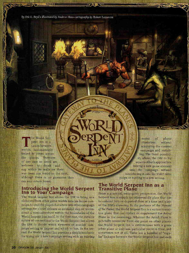 The World Serpent Inn (Dragon 351 Update) | PDF
