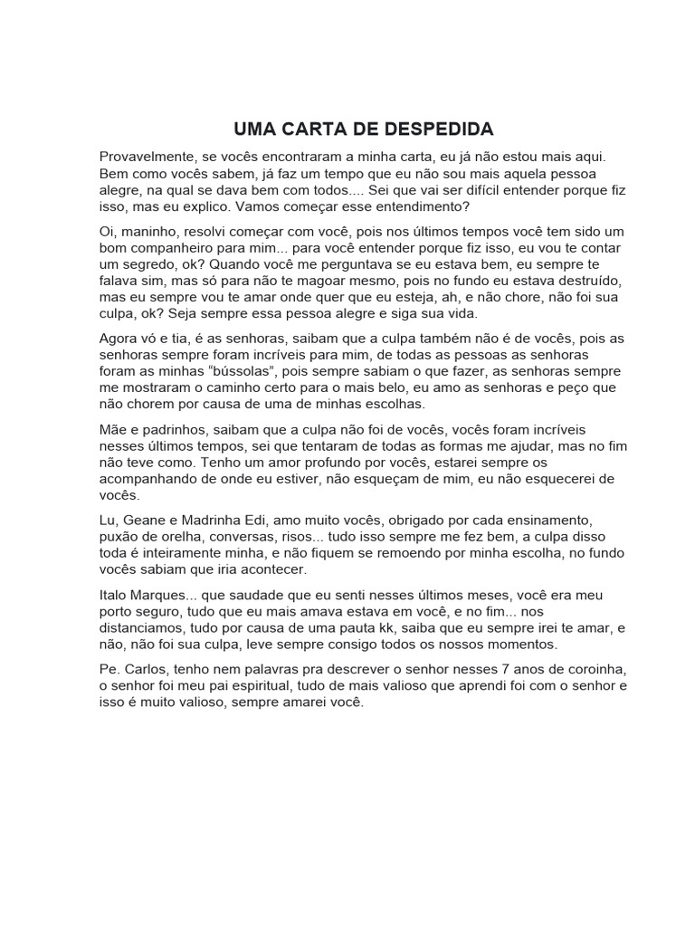 Uma Carta de Despedida | PDF