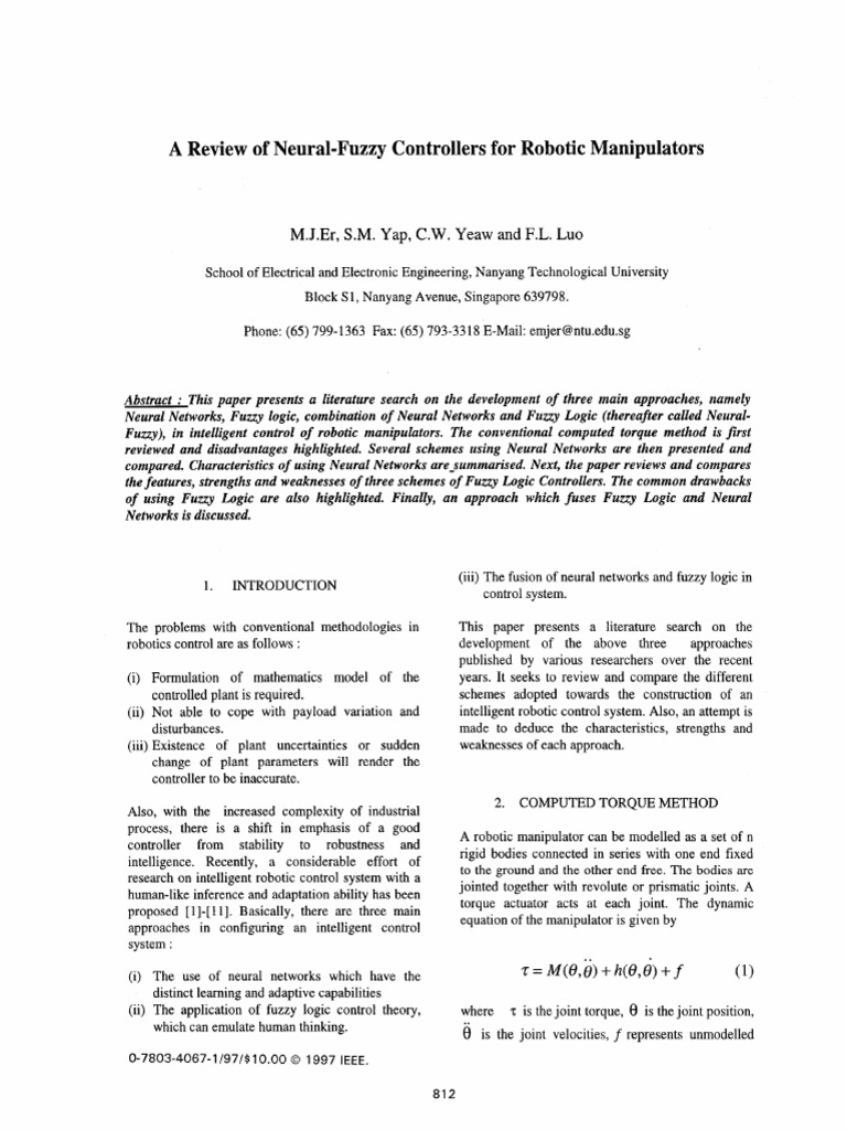 Review of Neural-Fuzzy Controllers For Robotic Manipulators: M.J.Er, C.W. F.L. Luo | Download ...