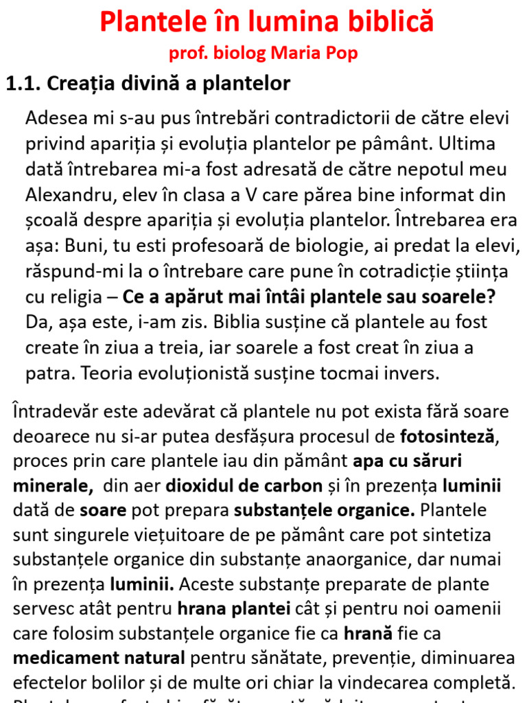 Plantele in Lumina Biblica | PDF