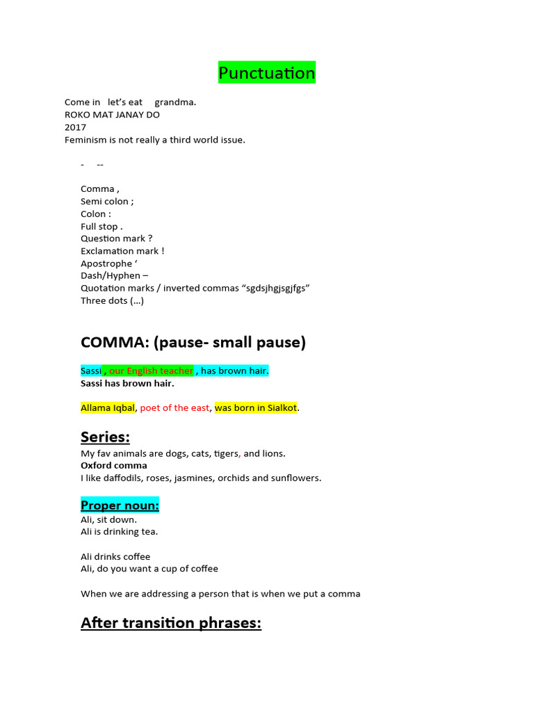 Punctuation | PDF | Ellipsis | Comma
