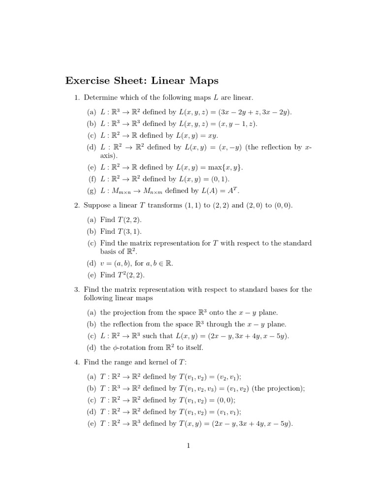Exercise-Linear Maps | PDF | Teaching Methods & Materials | Computers