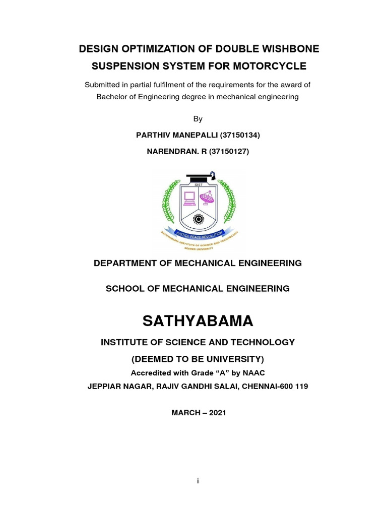 Wishbone Suspension Report | PDF