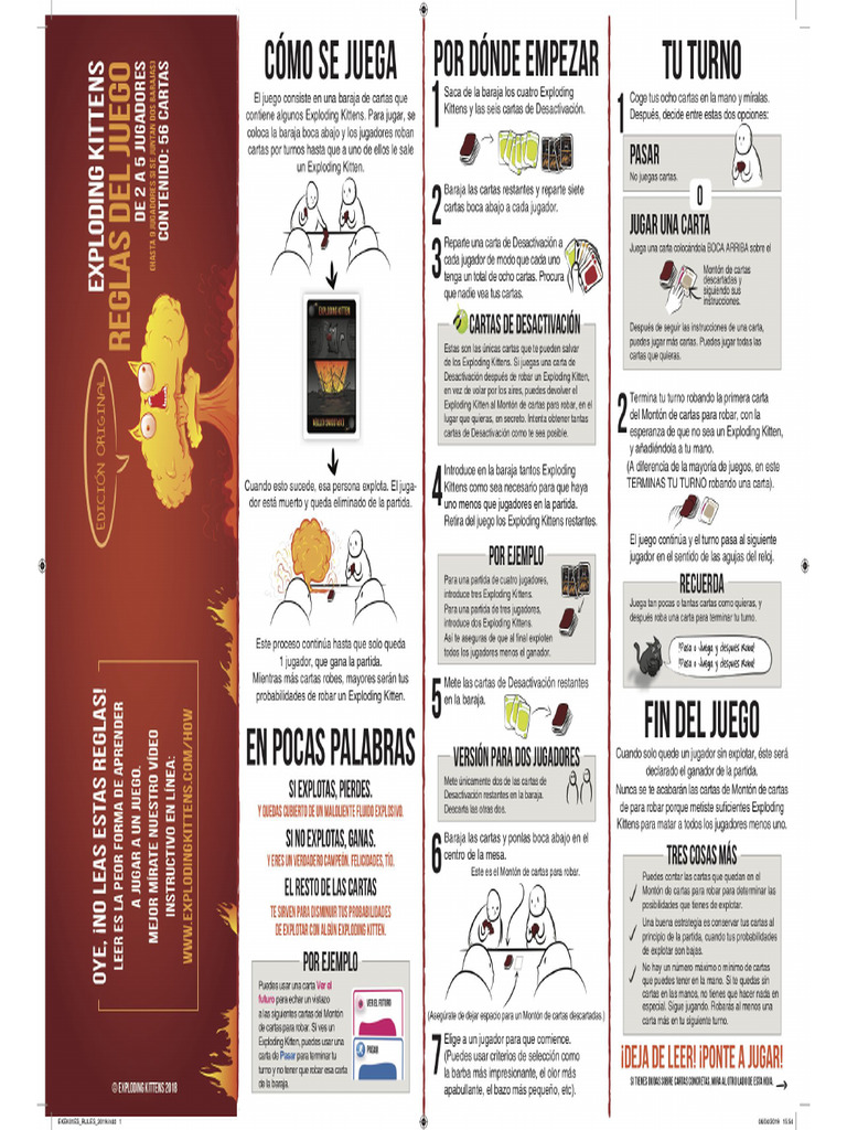 Exploding Kittens Instrucciones | PDF