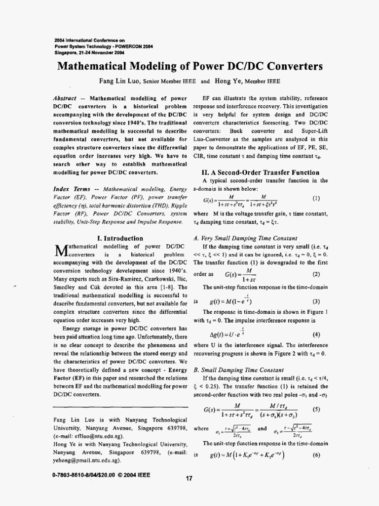Mathematical Modeling of Power DC/DC: Converters | PDF | Electrical Network | Direct Current
