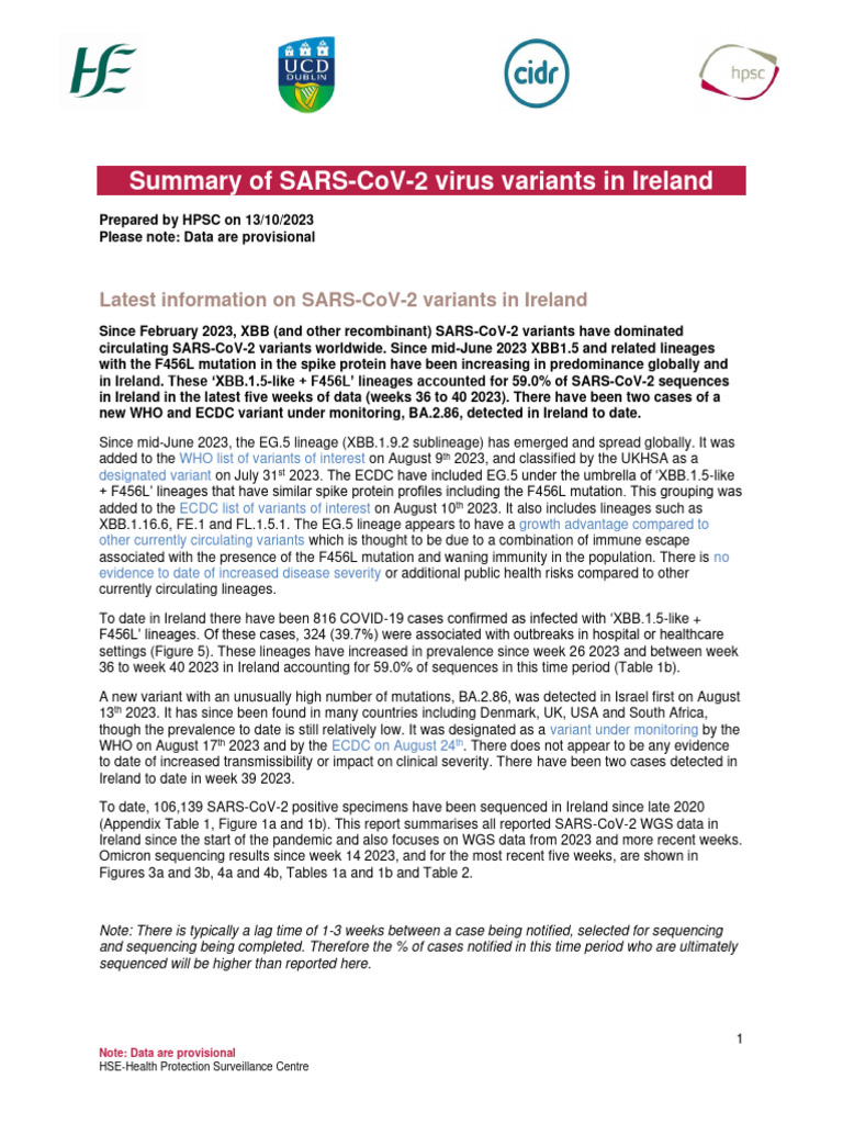 Virus Variant Report | PDF | Microbiology | Medical Specialties