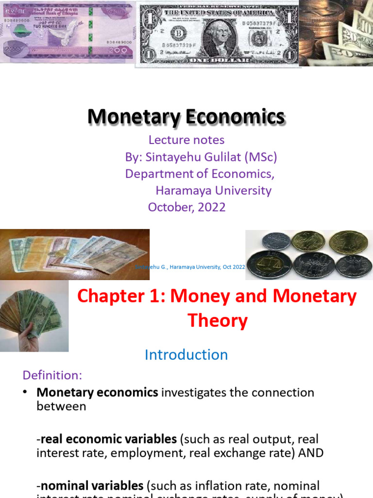 Monetary Economics Chapter One | PDF