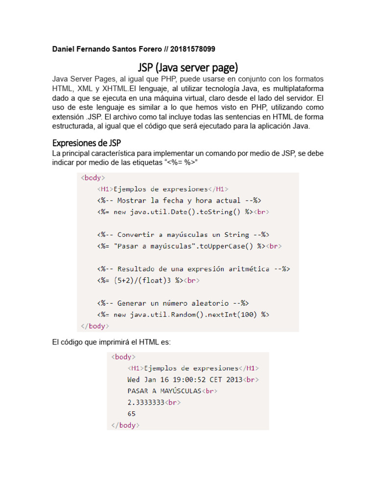JSP (Java Server Page) | PDF | Java (lenguaje de programación ...