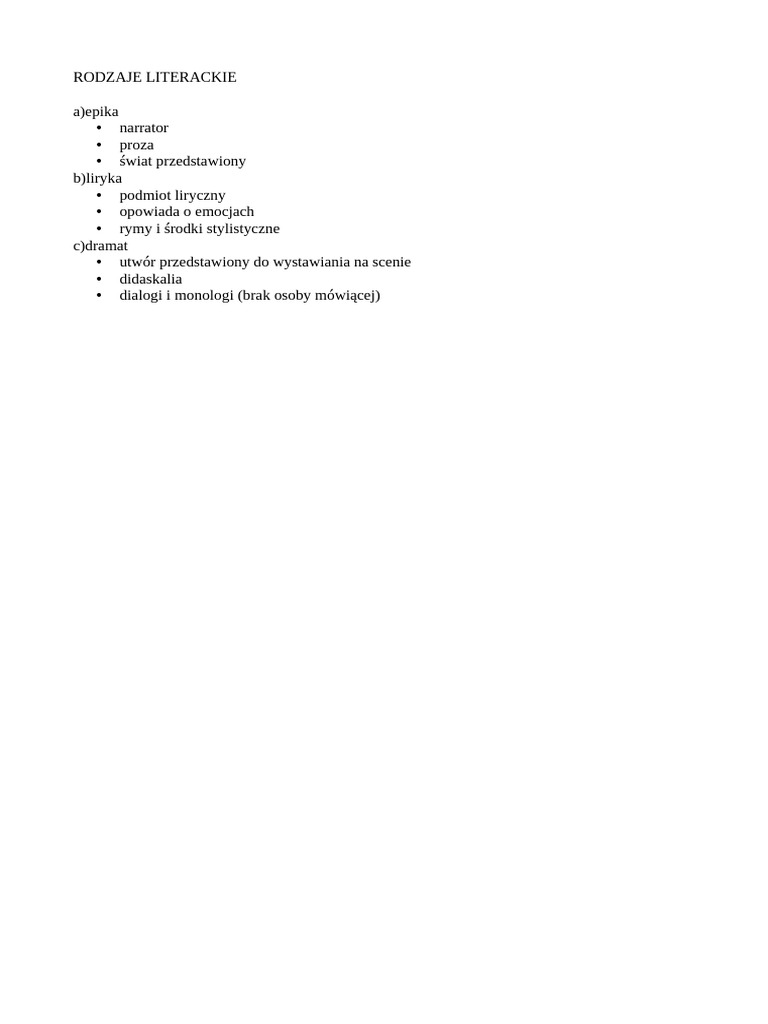 Rodzaje Literackie | PDF