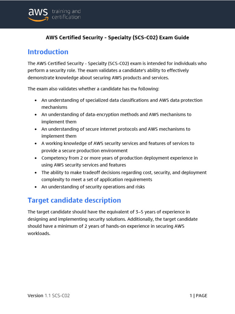 AWS Certified Security Specialty - Exam Guide | PDF
