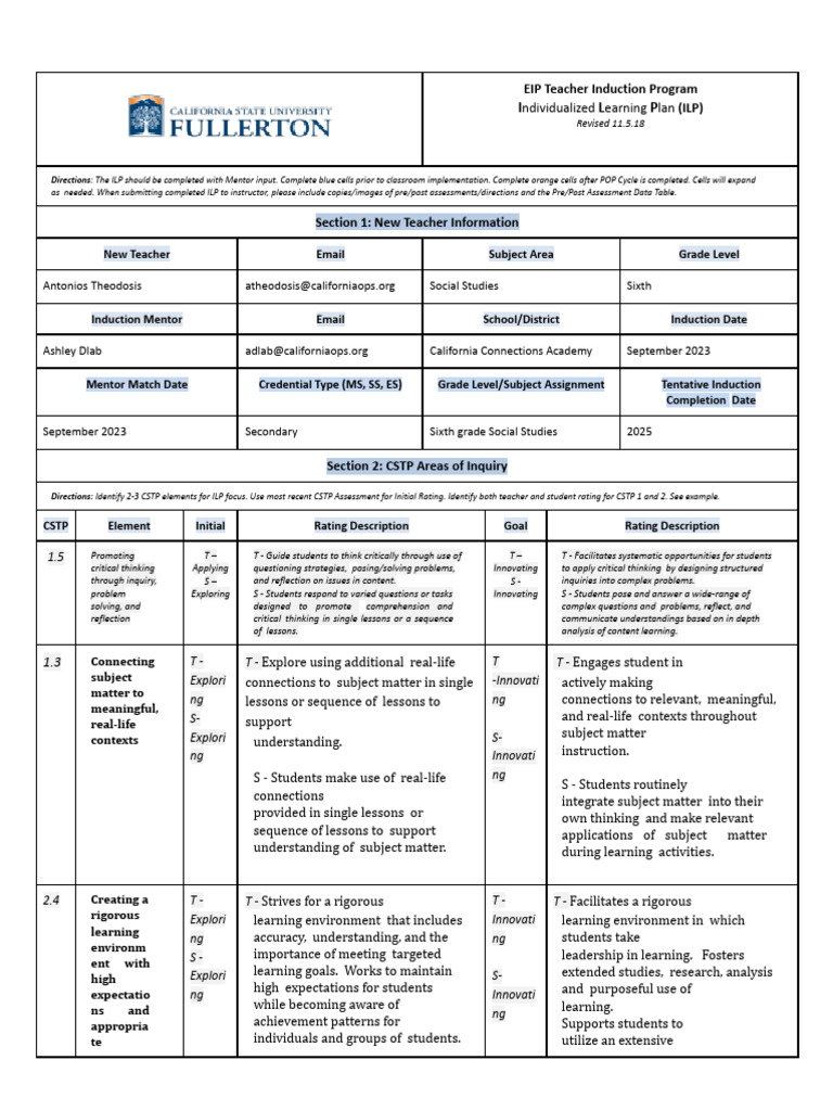 Ilp Form 10 29 | PDF | Learning | Teachers