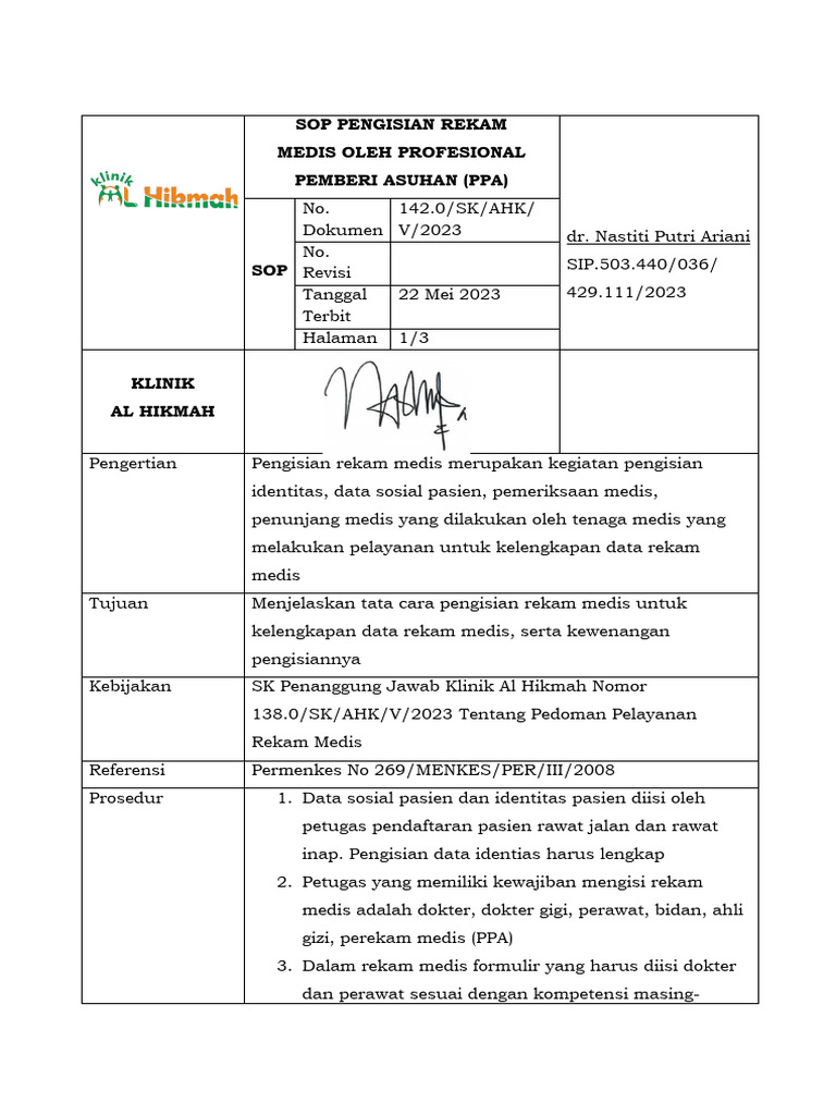 EP 2 (SOP Pengisian RM Oleh PPA) | PDF