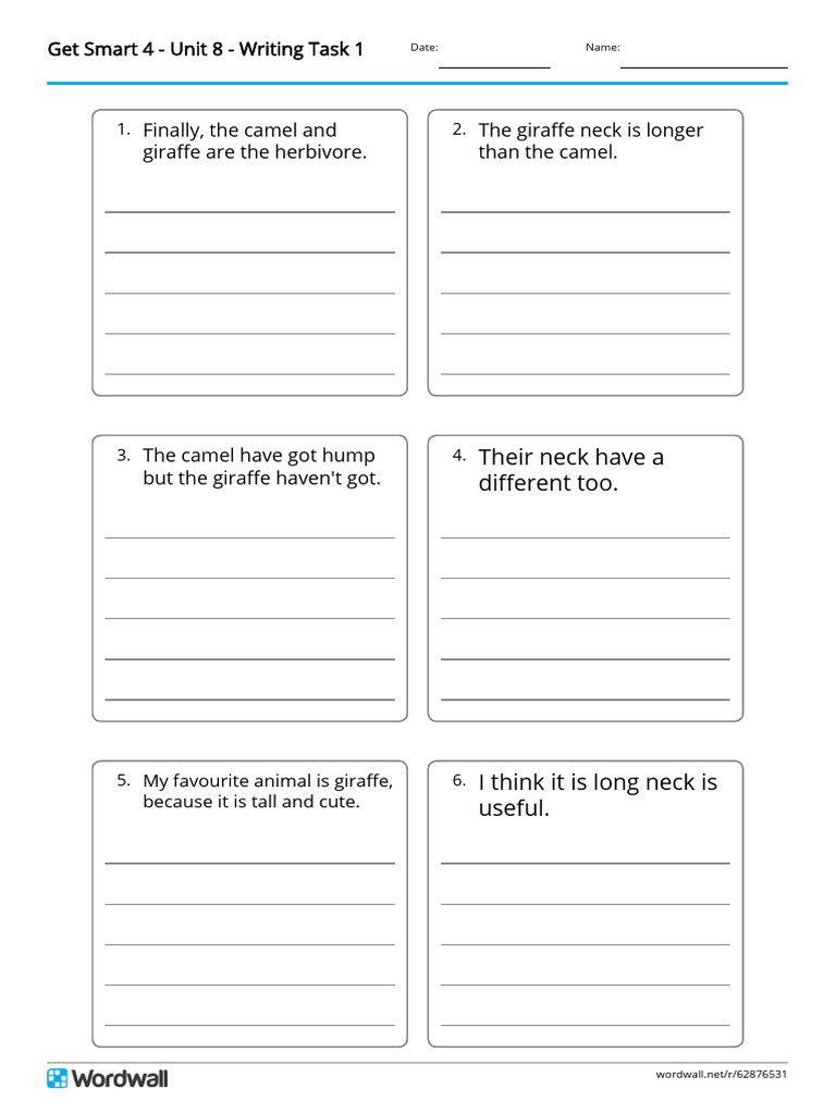 Get Smart 4 Unit 8 Writing Task 1 Writing Frame | PDF