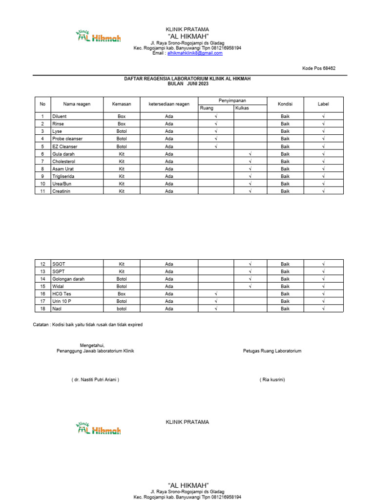EP 4 Daftar Reagensia + Audit Reagensia | PDF