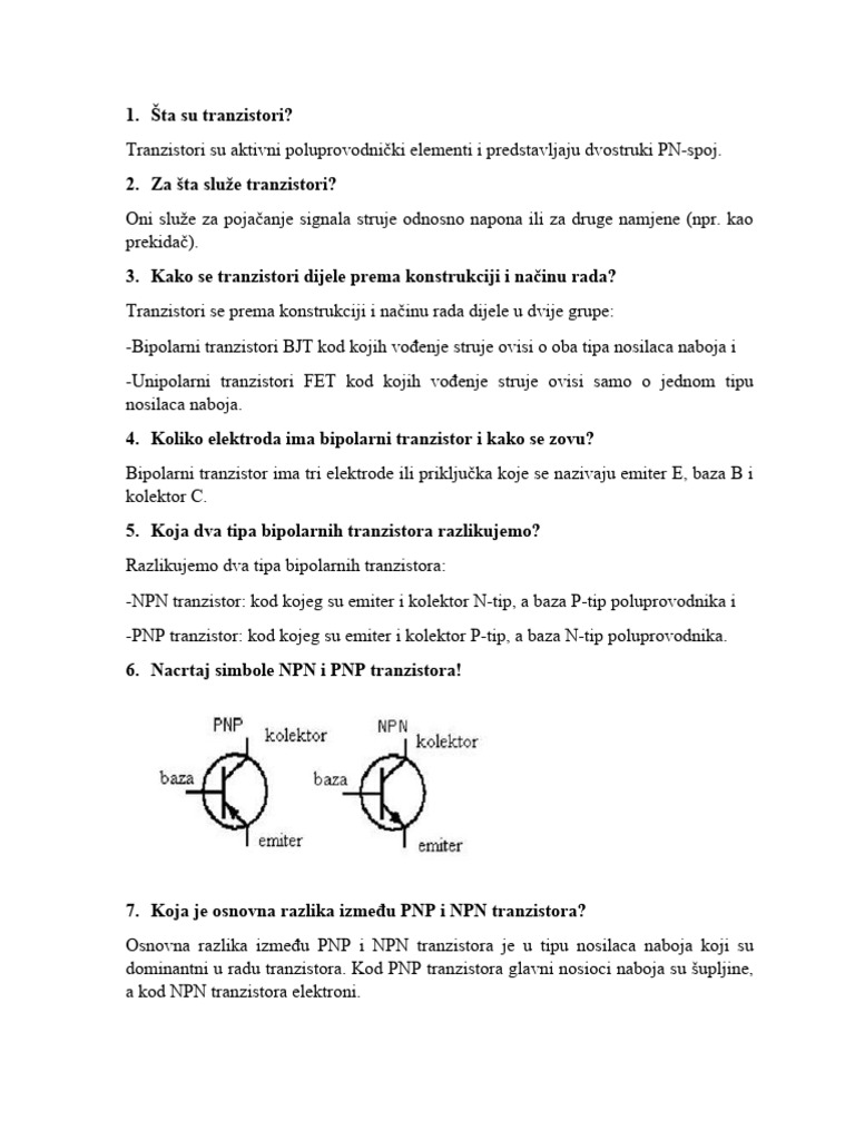 Pitanja Za Usmeni-Elektronika 2 | PDF