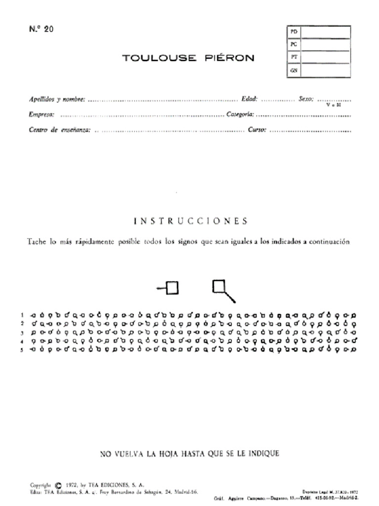 Test Toulouse Pieron 2 Cuadros | PDF