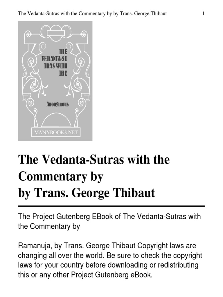 The Vedanta-Sutras With The Commentary by Ramanuja | PDF