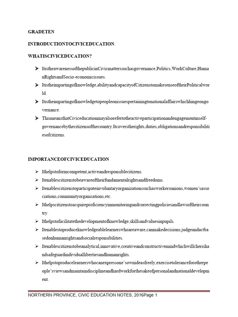 Civic Education Revised Notes-1 - 072548 | PDF Civic Education Revised Notes-1 - 072548 | PDF