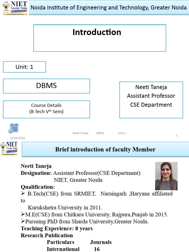 Final - DBMS UNIT-1 | Download Free PDF | Databases | Data Model