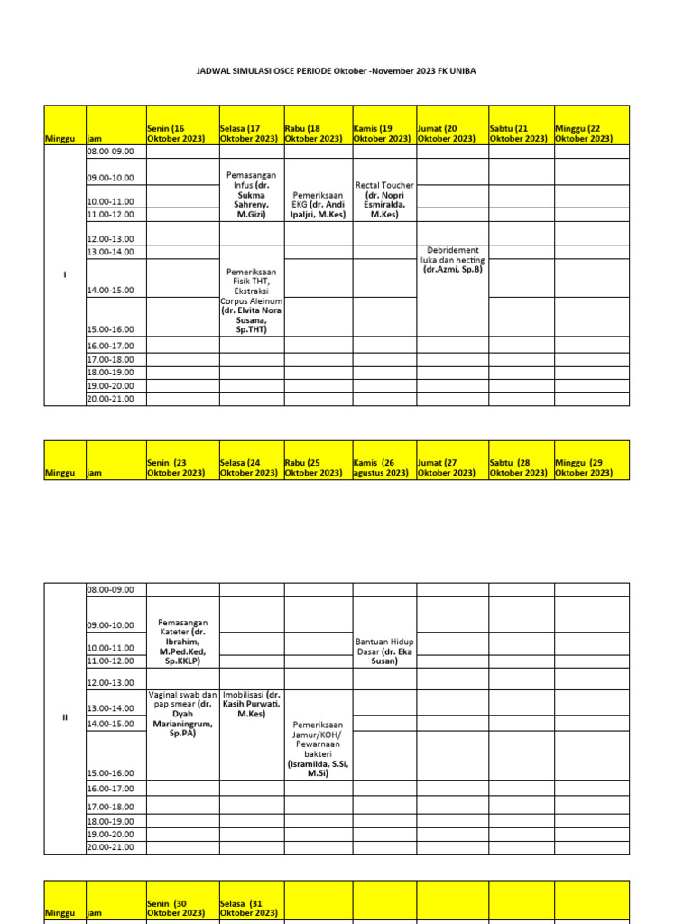 Jadwal simulasi OSCE | PDF