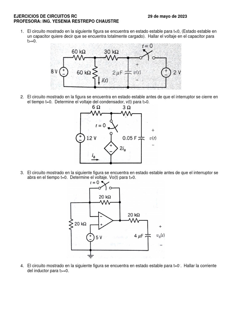 Ejercicios de Circuitos RC - RL - RLC - Amplificadores | PDF