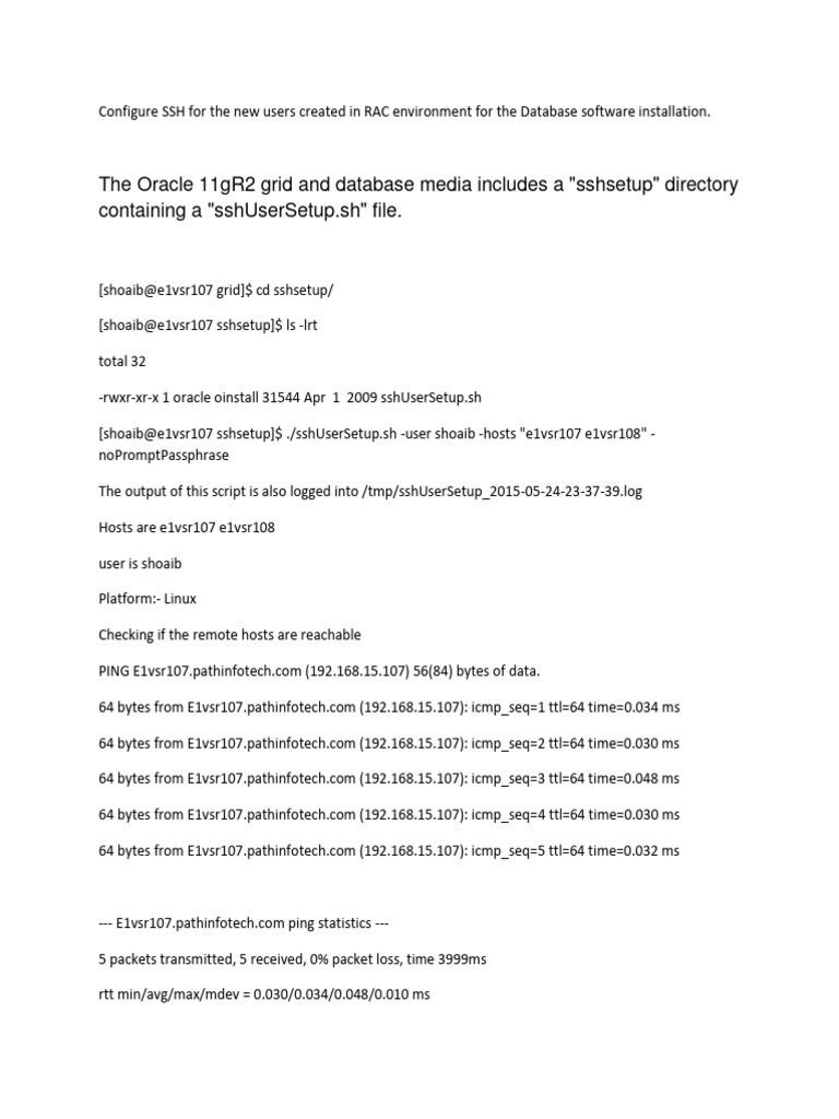 Configure SSH For RAC Environment | PDF | Secure Shell | Secure Communication