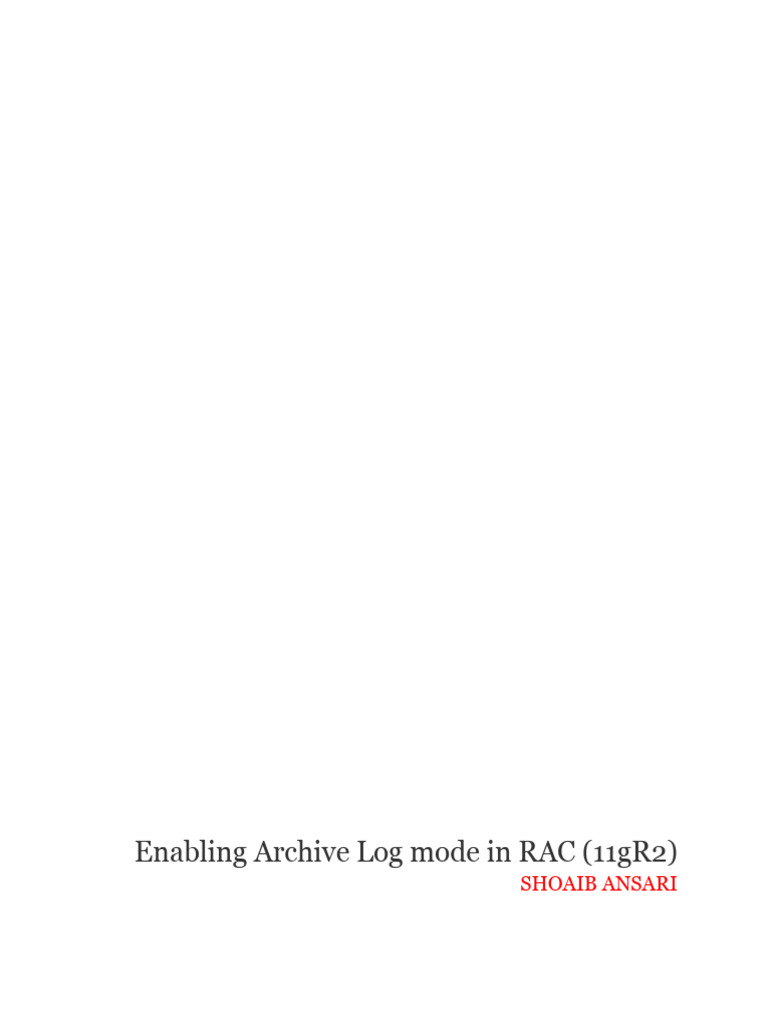 Enabling Archive Log Mode in RAC | PDF