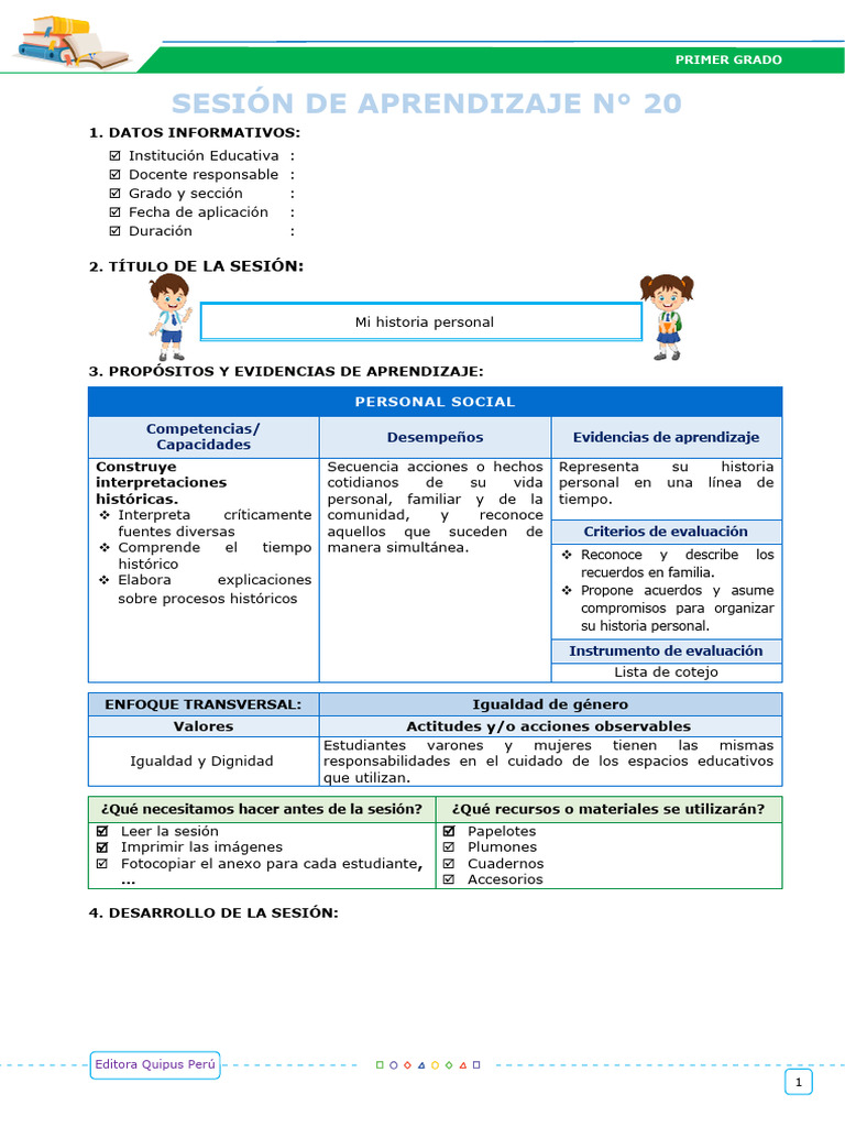 1.- Sesiones de Aprendizaje - EDA III Semana 3 - Editora Quipus Perú | PDF | Evaluación ...